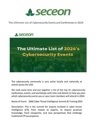 The Ultimate List of Cybersecurity Events and Conferences in 2024 ...