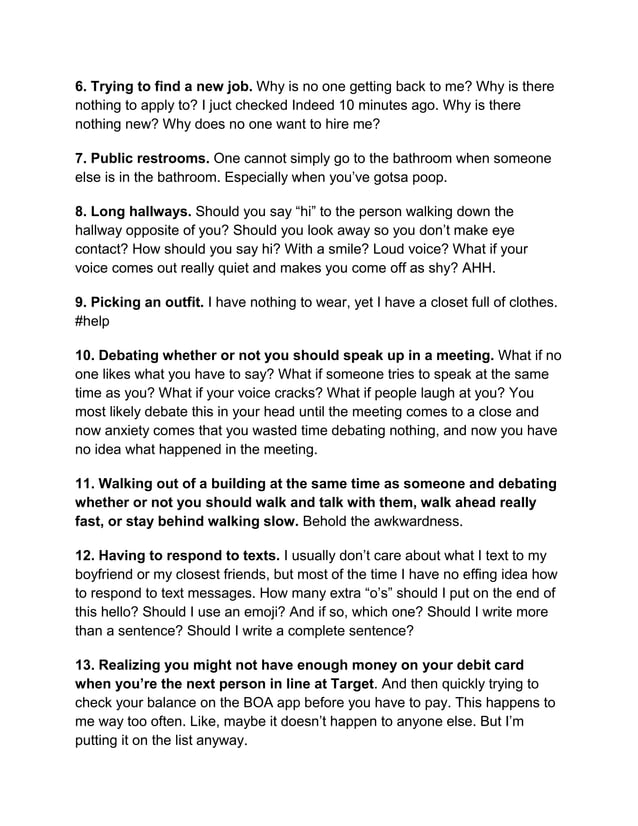 The ultimate list of things that cause anxiety | PDF