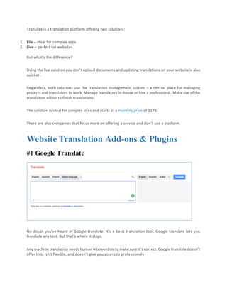 The ultimate list of website translation tools | PDF