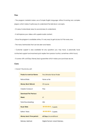 The Ultimate Niche Finder | PDF