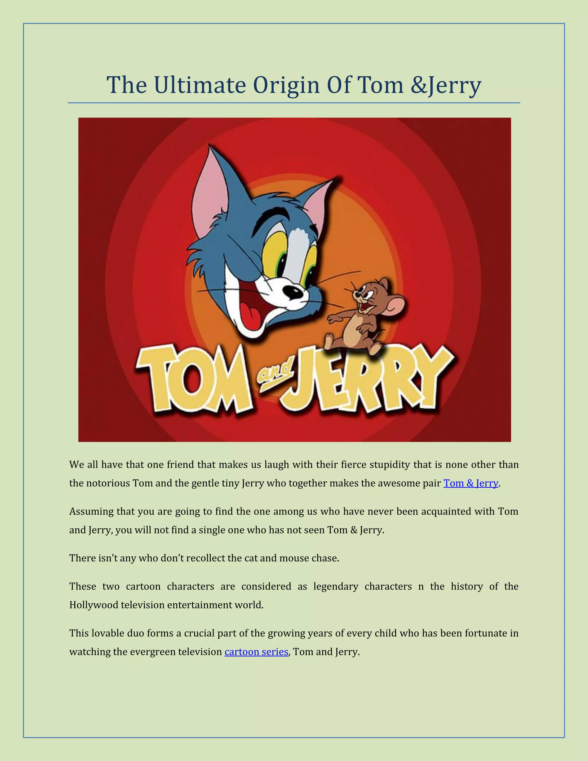 The Ultimate Origin Of Tom & Jerry | PDF