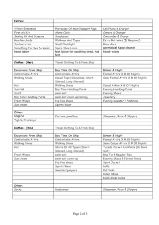 A Cruise Packing List | DOC