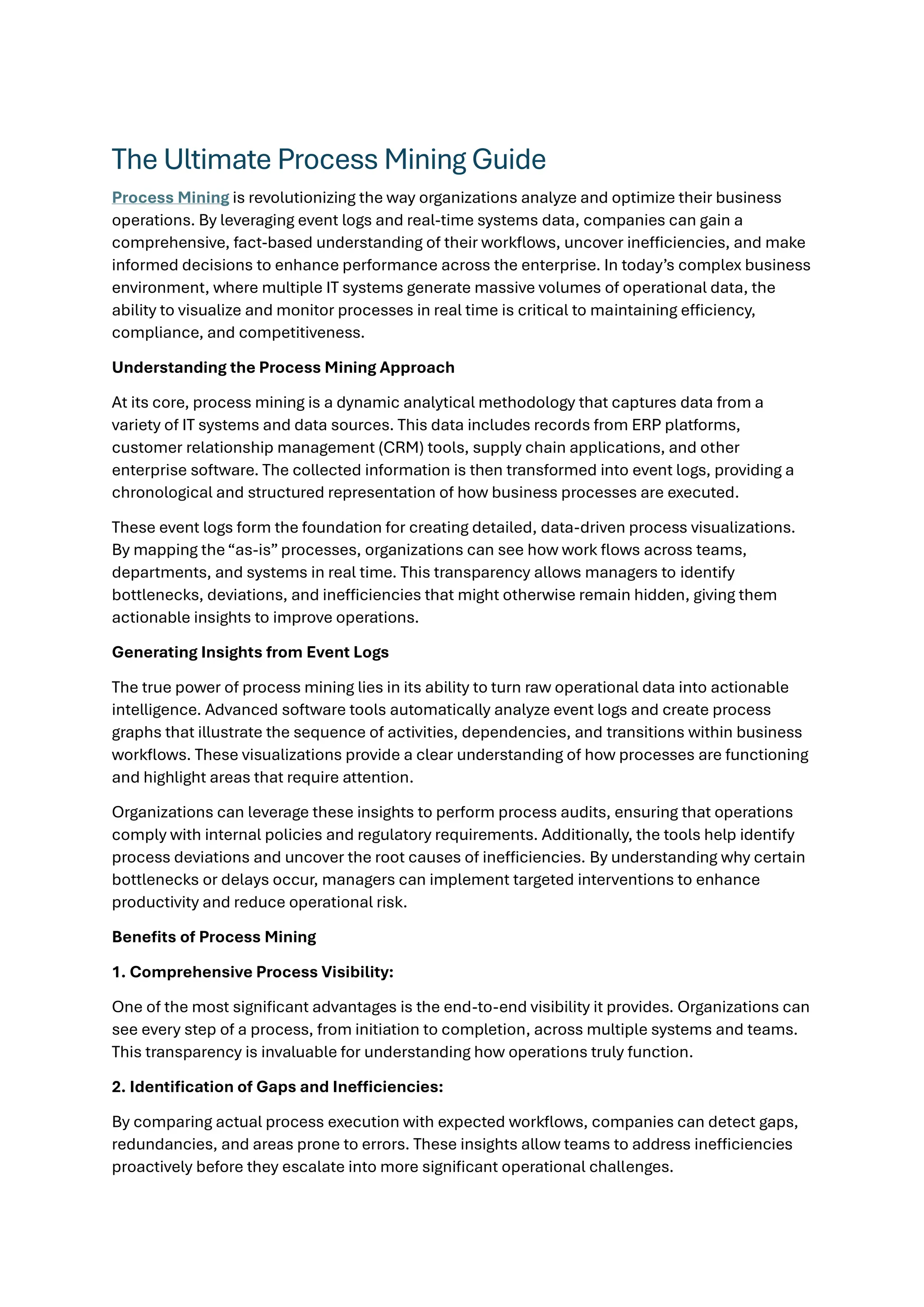 Process Mining A descriptive study | QKS Group | PDF