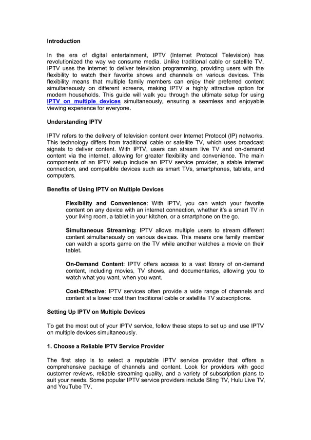 The Ultimate Setup- Using IPTV on Multiple Devices Simultaneously.pdf | Computer Networking ...