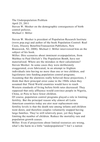 The Underpopulation ProblemApril 25, 2011Steven W. Mosher on t.docx