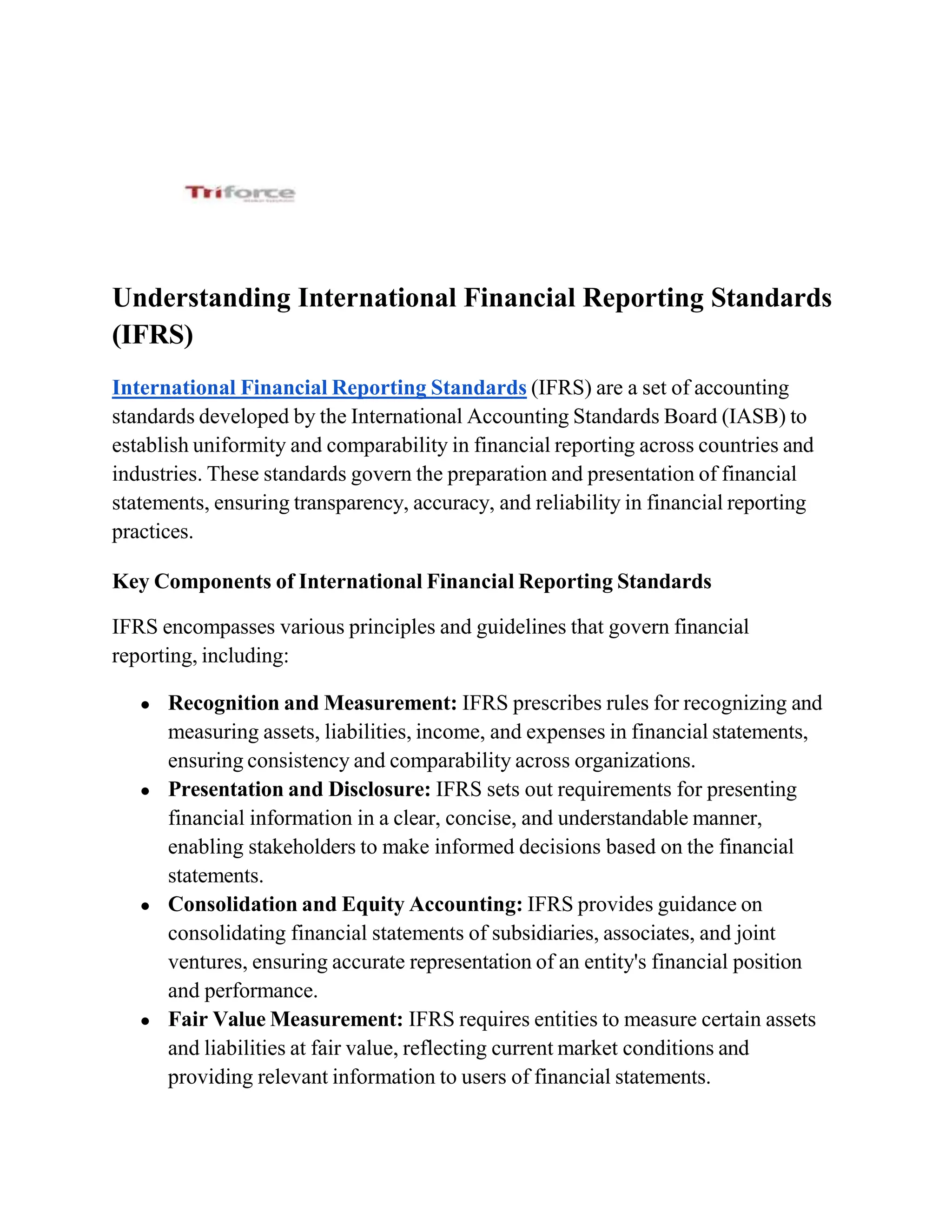 The Understanding International Financial Reporting Standards (IFRS) | PDF