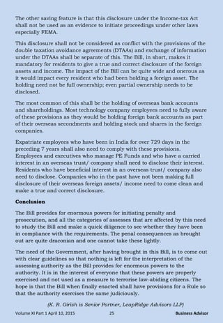 The Undisclosed Foreign Income and Assets (Imposition of Tax) Bill ...