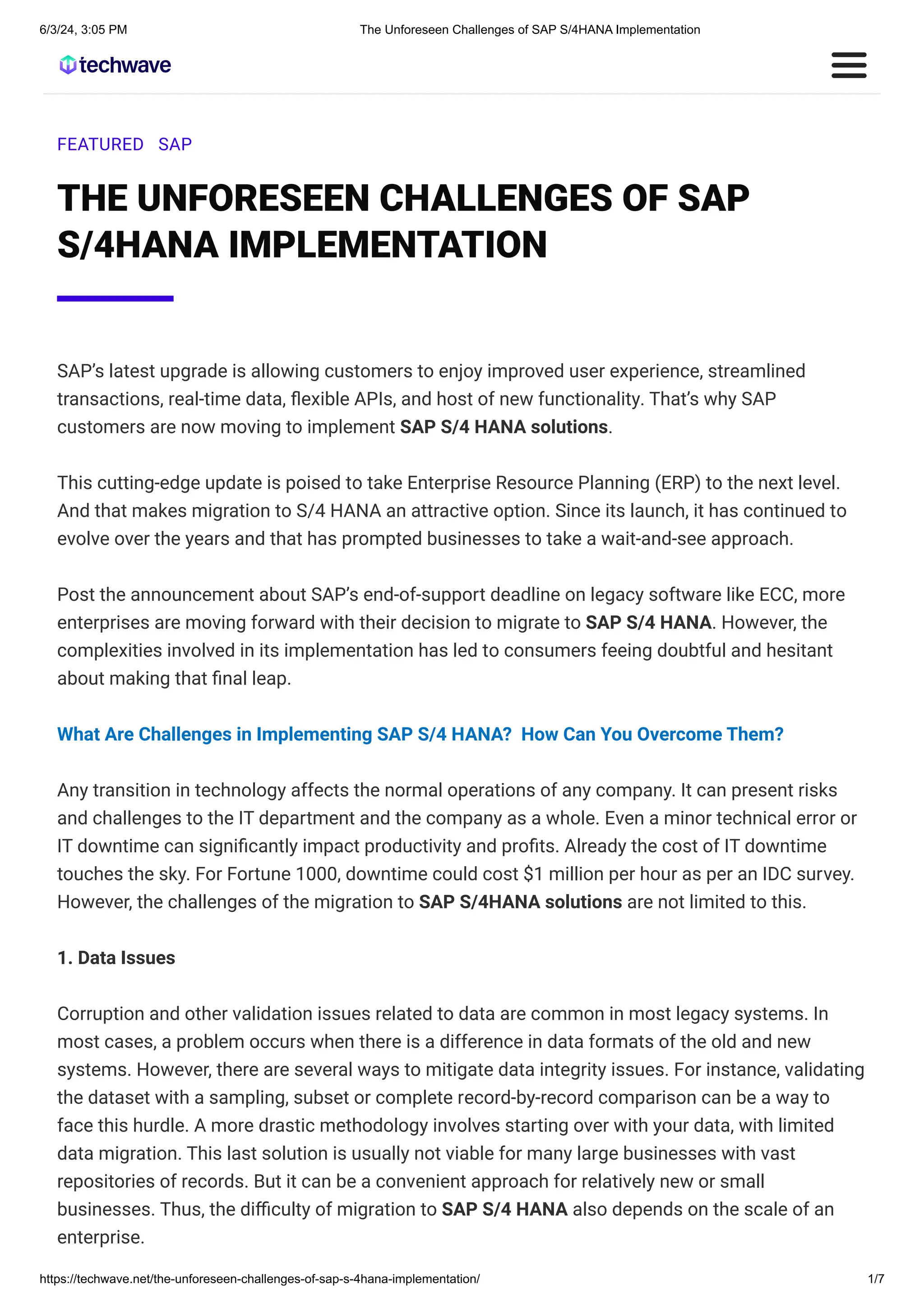 The Unforeseen Challenges of SAP S_4HANA Implementation.pdf