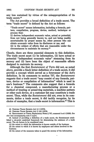 The uniform trade secrets act | PDF