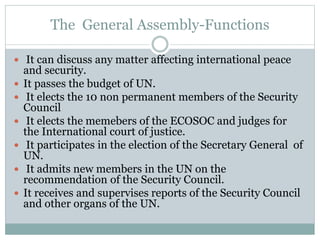 The united nations-general assembly - ALL ABOUT THE GENERAL ASSEMBLY OF ...