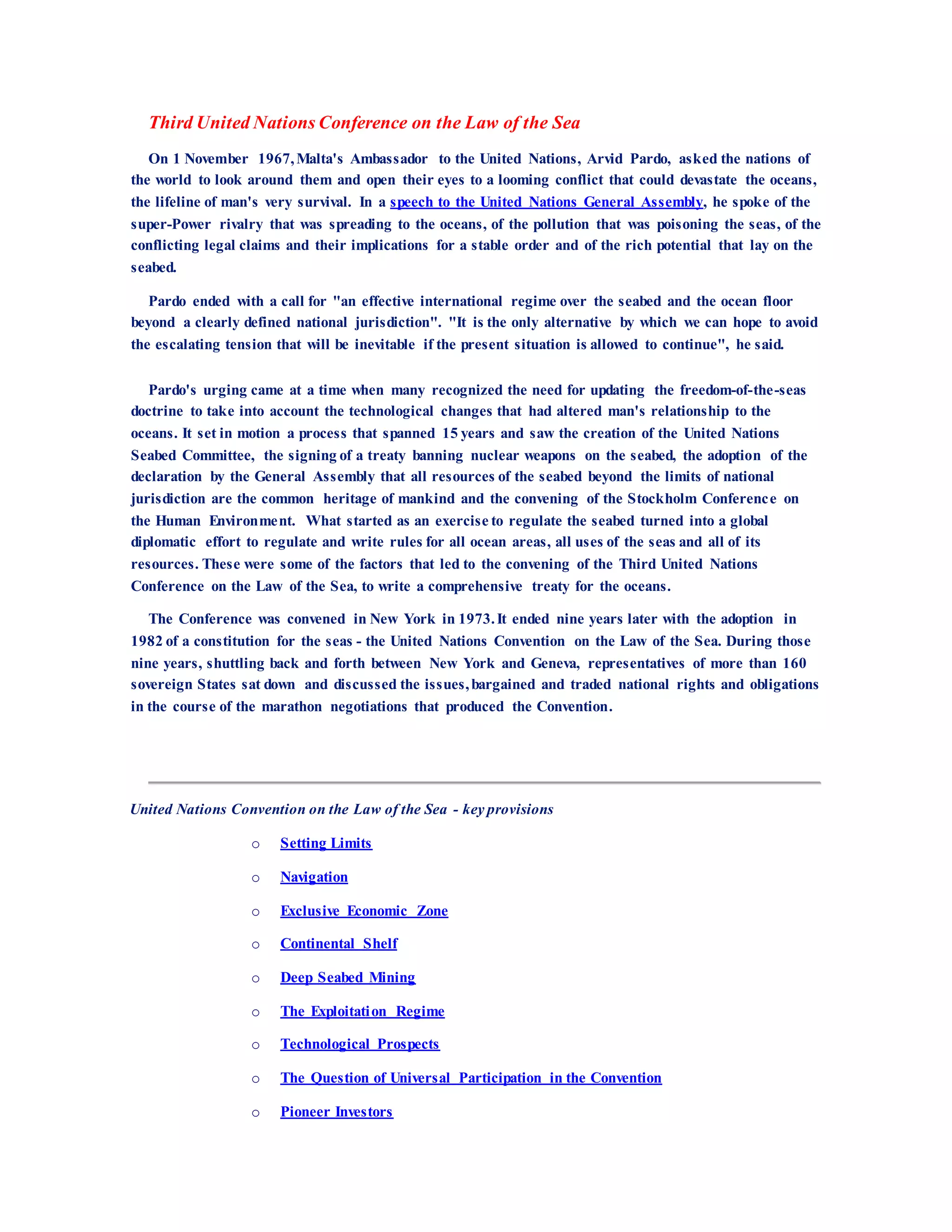 The united nations convention on the law of the sea(UNCLOS) | DOCX