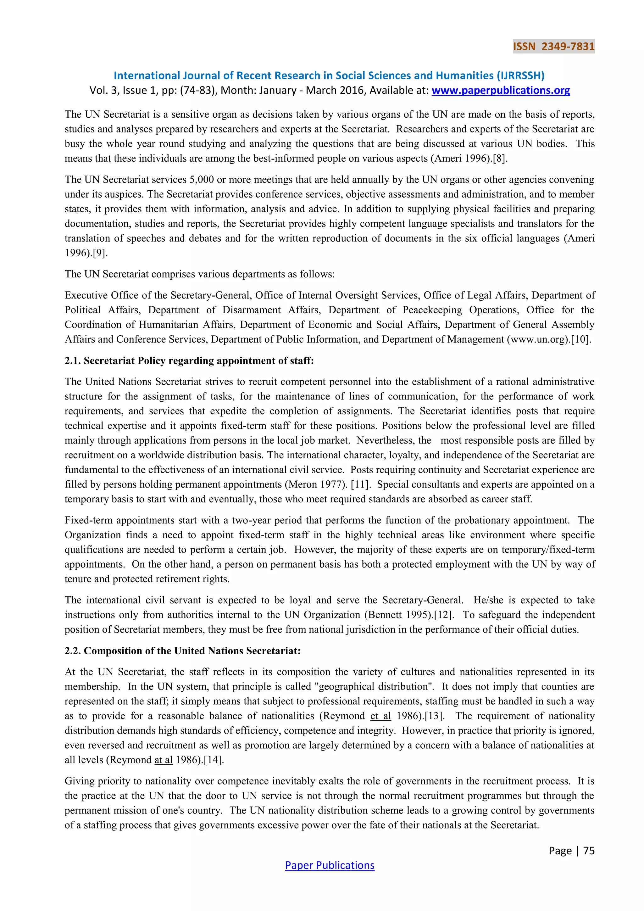 THE UNITED NATIONS SECRETARIAT AND THE SECRETARY-GENERAL | PDF