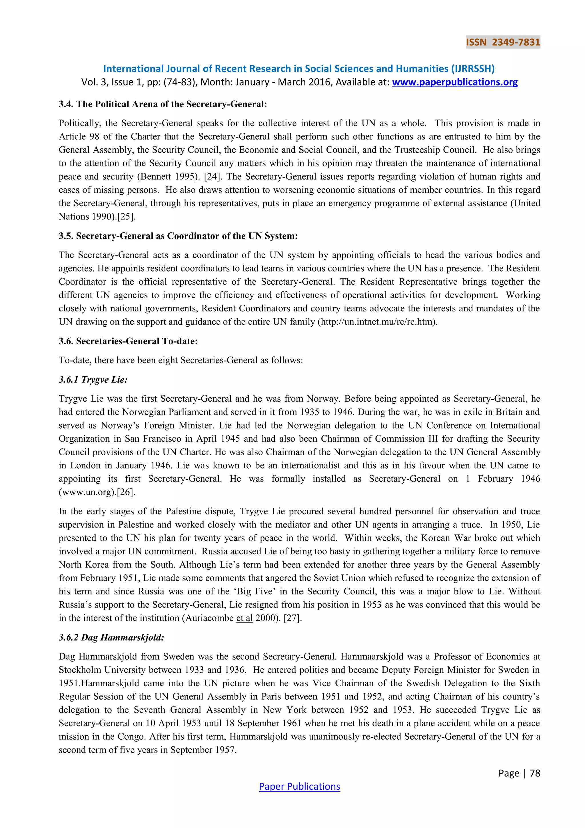 THE UNITED NATIONS SECRETARIAT AND THE SECRETARY-GENERAL | PDF