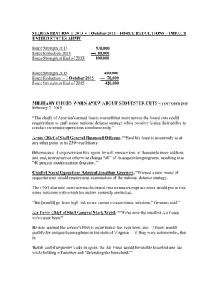 THE UNITED STATES ARMY - Forced Reductions 2015 by President Barack ...