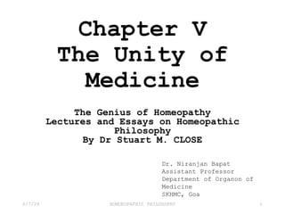 Chapter V - The Unity of Medicine: Stuart Close | PPT