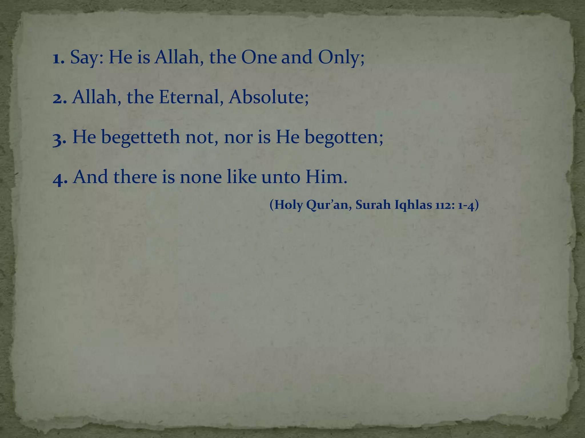 The unity, sincerity, oneness of allah | PPSX