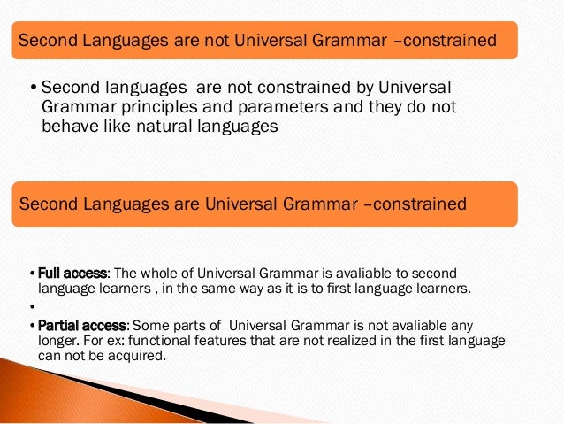 The universal grammar approach