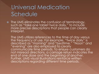 The Universal Medication Schedule Reduces Medication Errors | PPTX