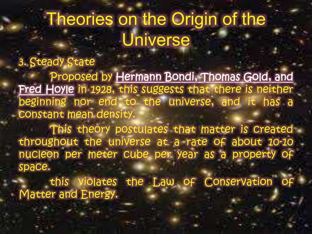 Theories explaining the origin of the universe. | PPTX | Space and Astronomy | Science