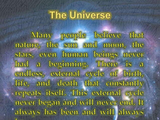 Theories explaining the origin of the universe. | PPTX | Space and ...