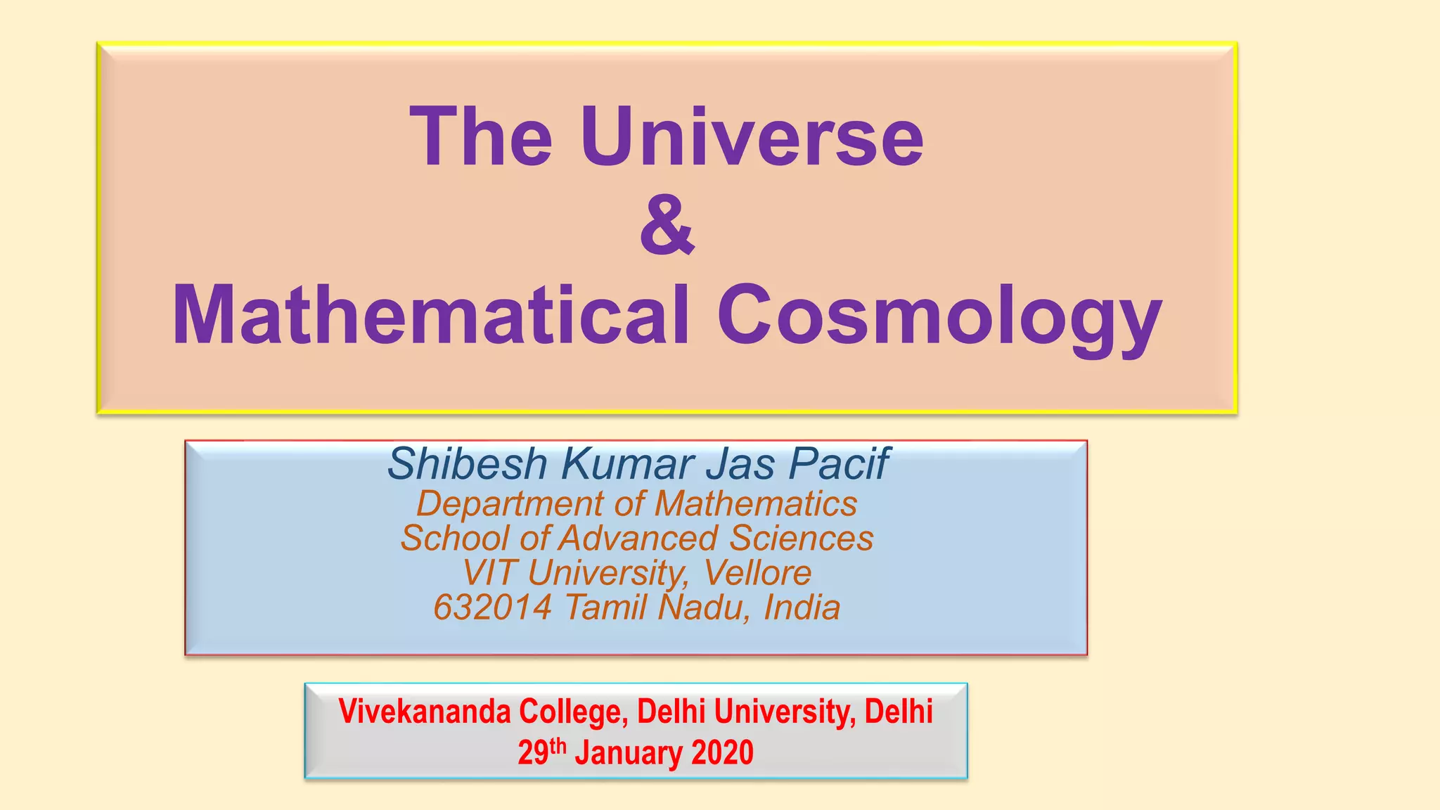 The universe & mathematical cosmology | PPTX