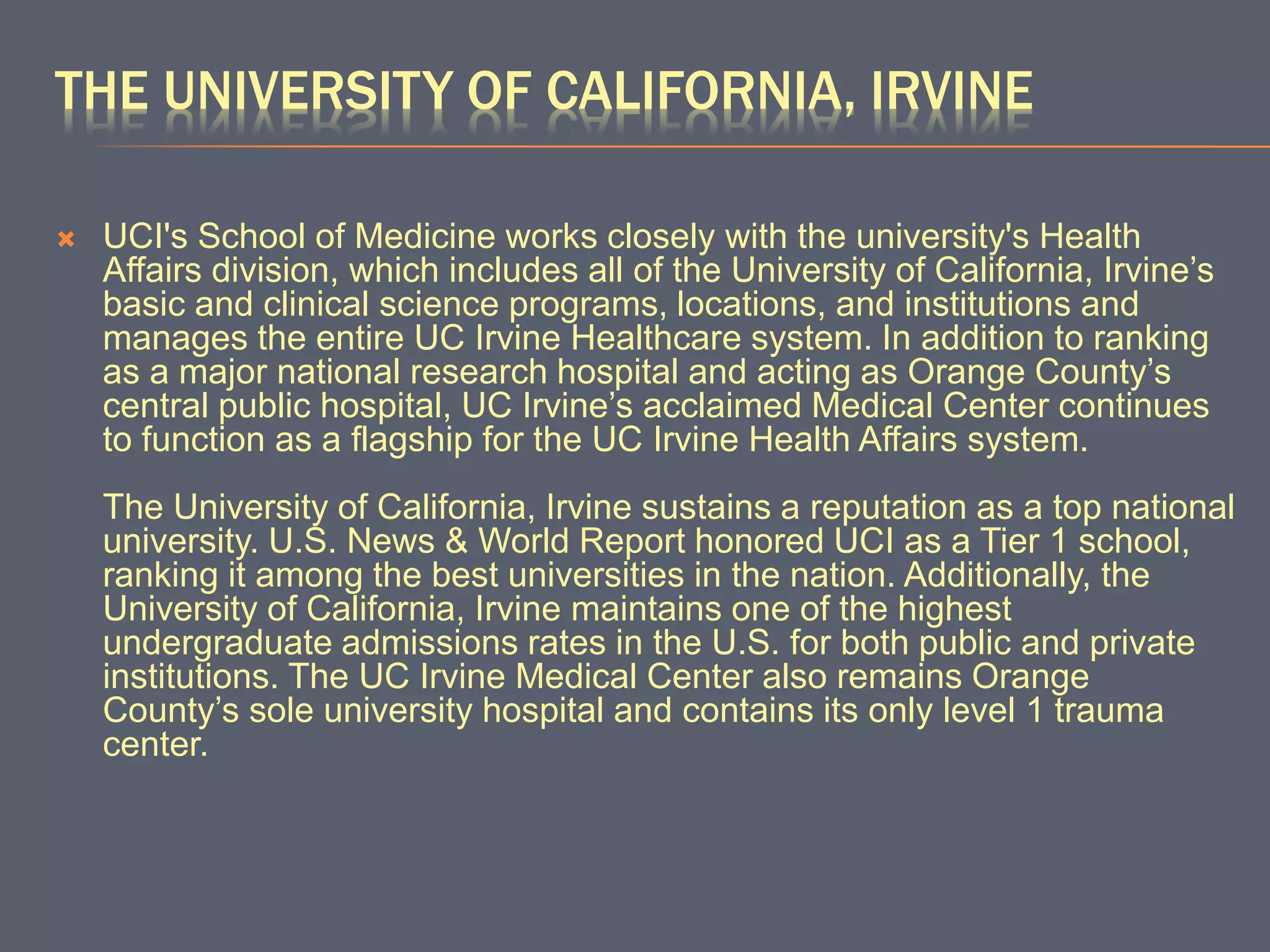 The University of California, Irvine | PPTX