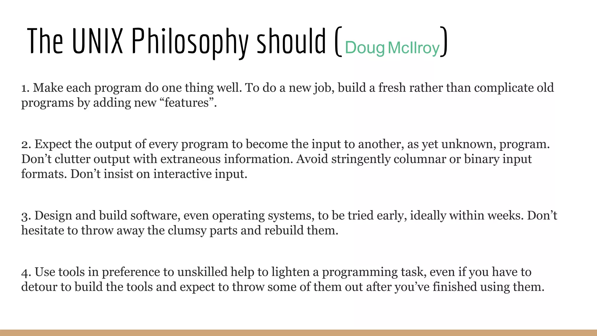 The UNIX philosophy | PPT