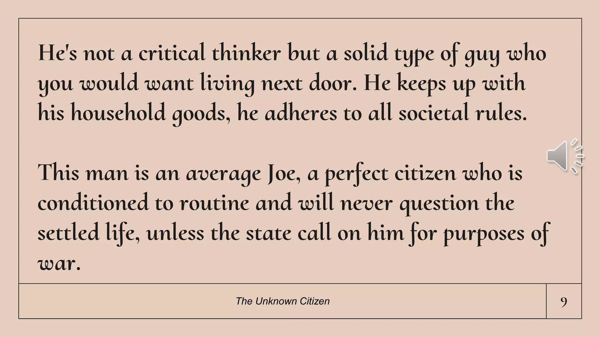 The Unknown Citizen | PPT