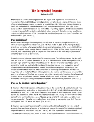 The Unrepenting Repenter | PDF | Christianity | Religion & Spirituality