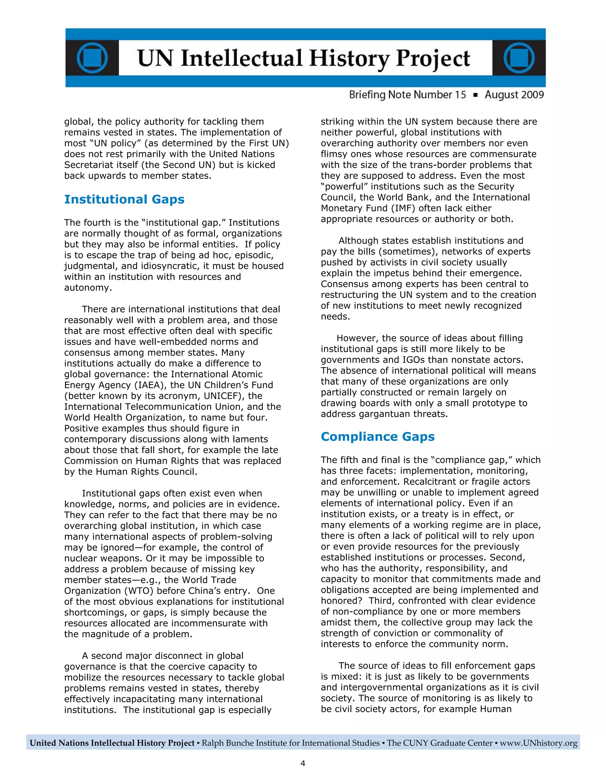 The UN's Role in Global Governance | PDF