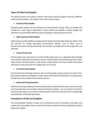 The Unsung Heroes of Semiconductor Manufacturing Probe Card Supplies | PDF