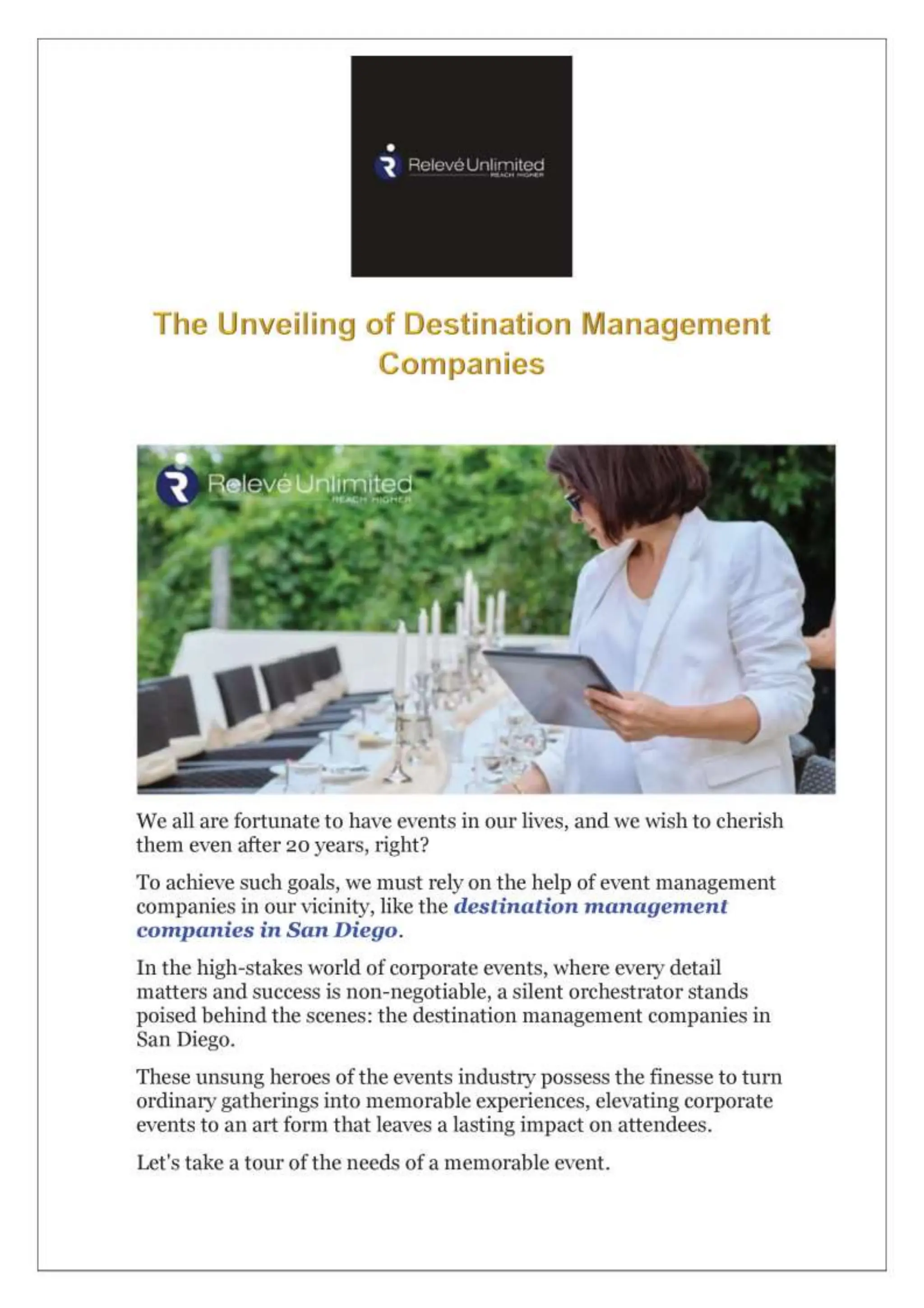 The Unveiling of Destination Management Companies | PPT