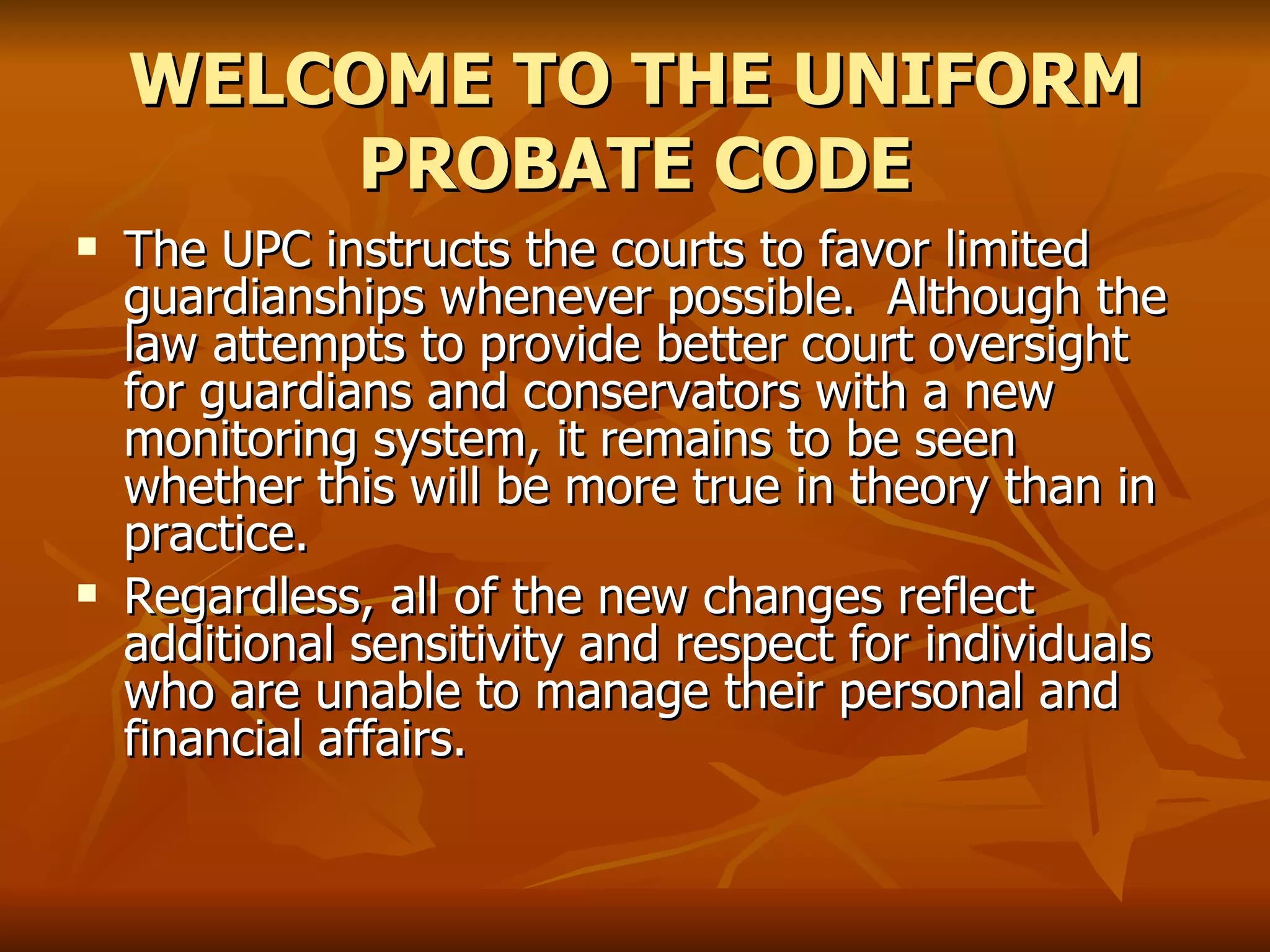 The Uniform Probate Code | PPT | Legal Services Industry | Industries