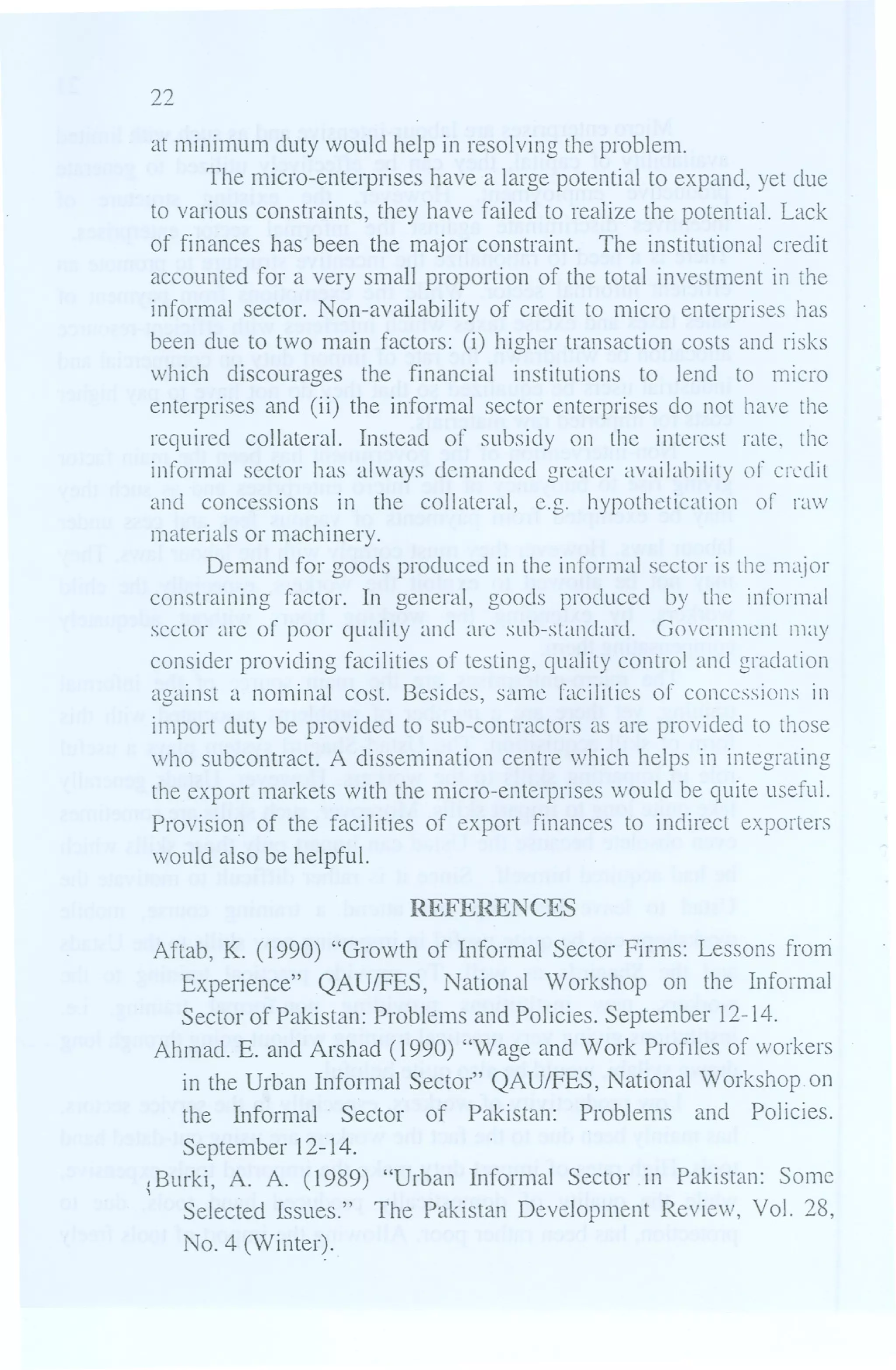 The urban informal sector of pakistan some stylized facts | PDF