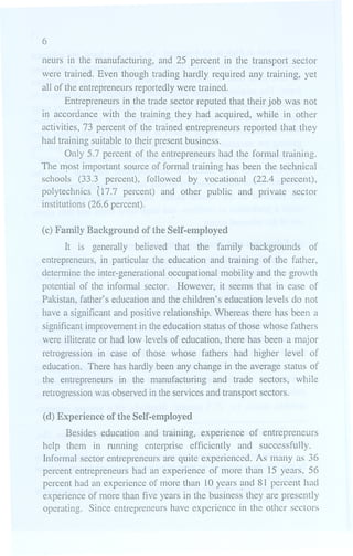 The urban informal sector of pakistan some stylized facts | PDF