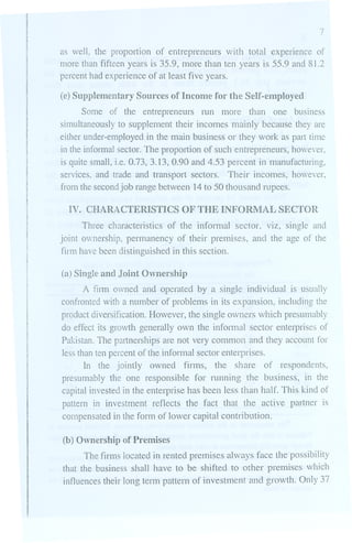 The urban informal sector of pakistan some stylized facts | PDF