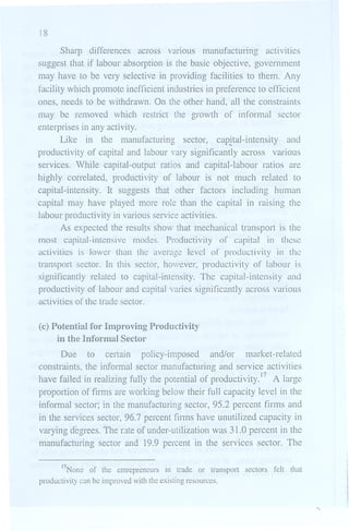 The urban informal sector of pakistan some stylized facts | PDF