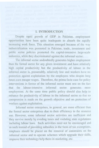 The urban informal sector of pakistan some stylized facts | PDF