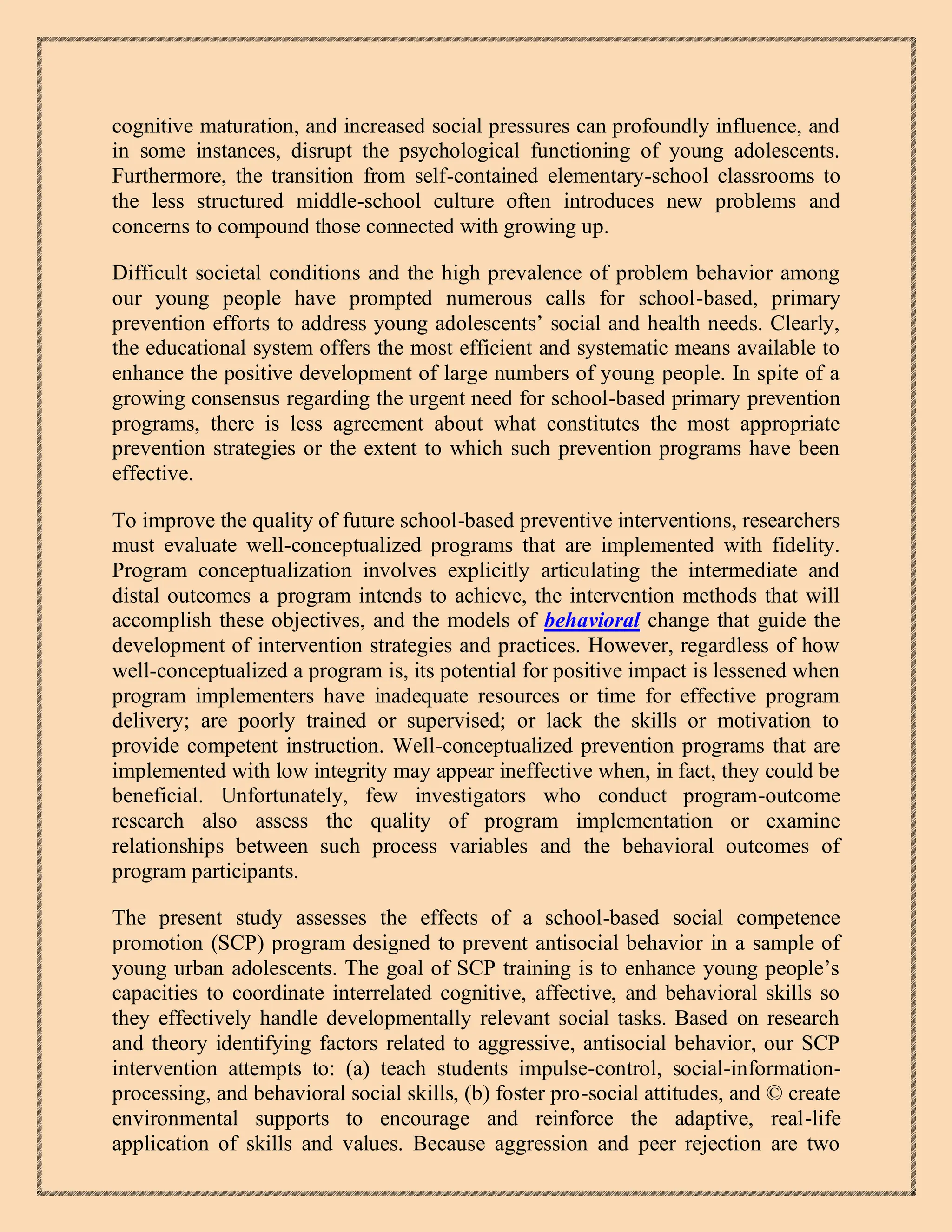 The Urgent Need for School-based Primary Prevention Programs | PDF