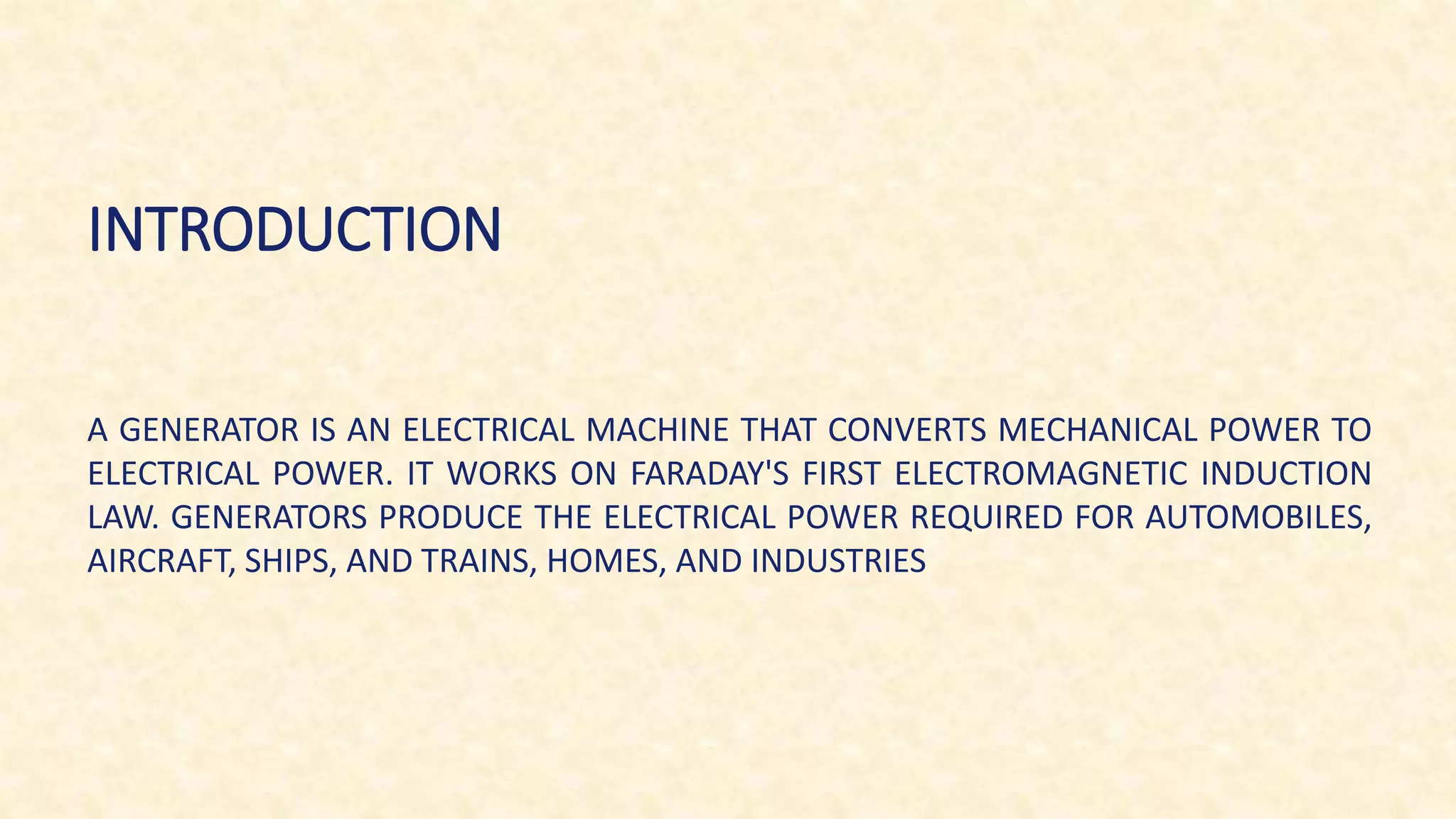 The usability and characteristics of different types of generator | PPTX