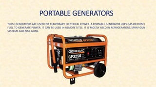 The usability and characteristics of different types of generator | PPTX