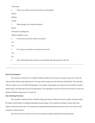 The usage of mobile phones fina lmj | PDF