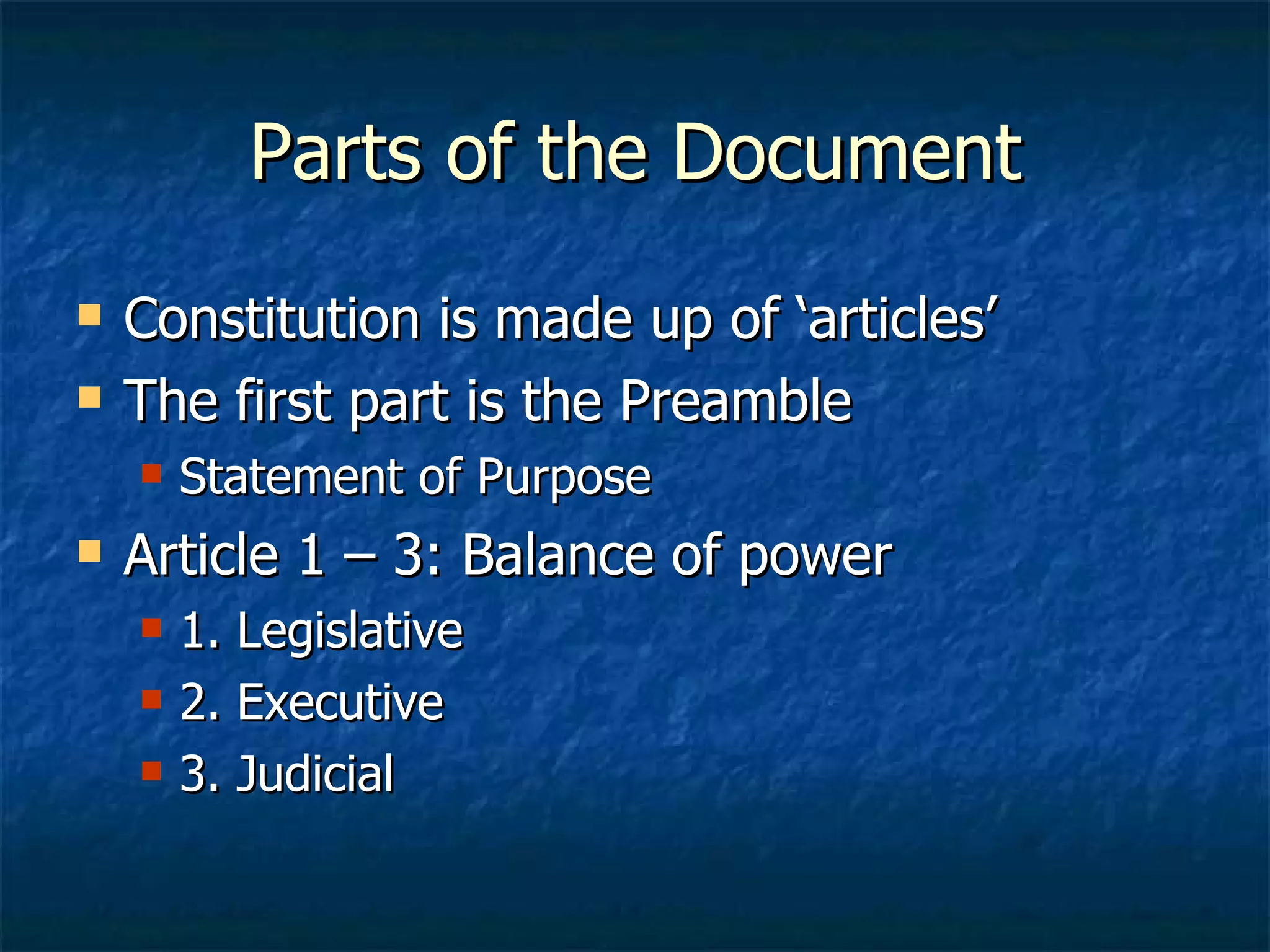 The US Constitution | PPT | Civic affairs | Politics