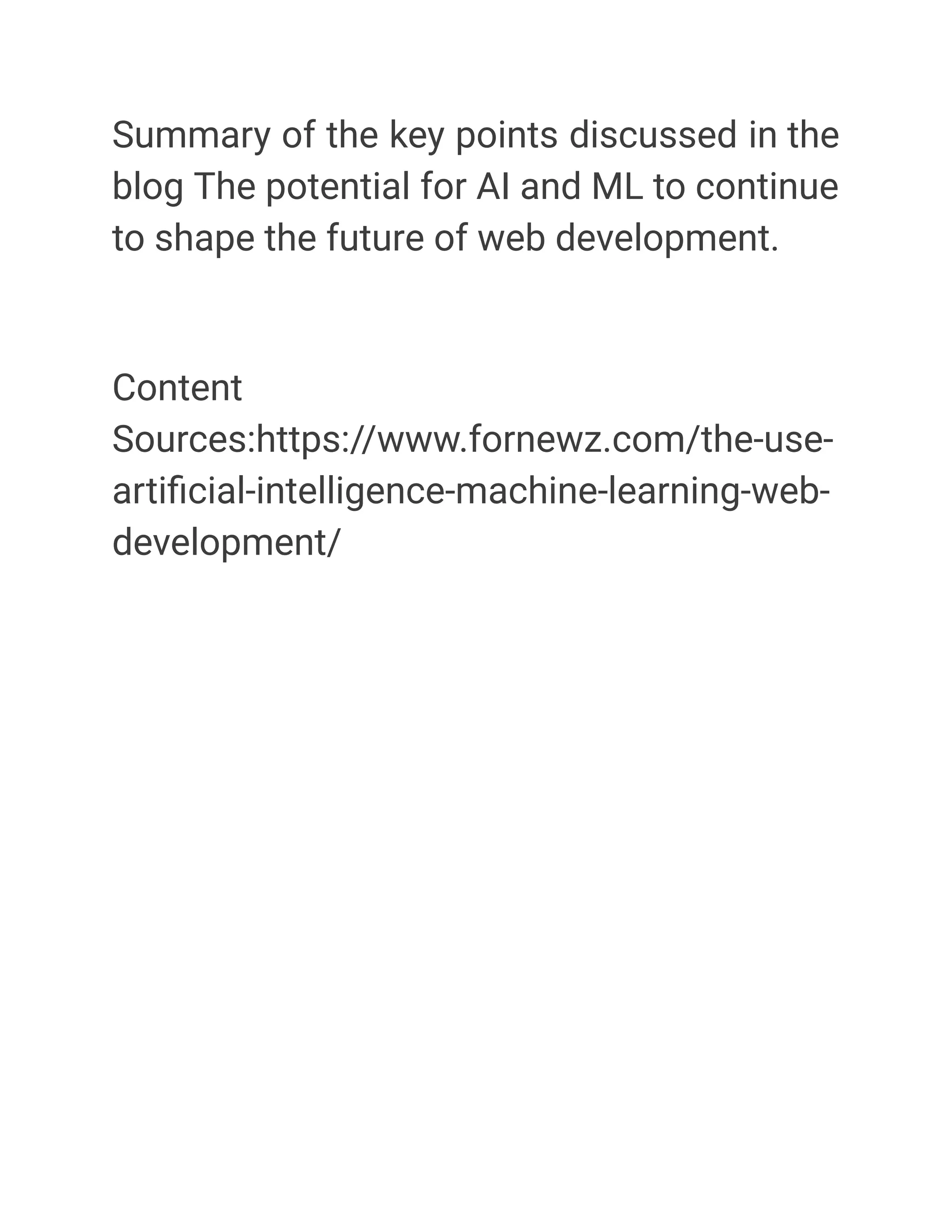 The Use Artificial Intelligence Machine Learning Web Developmentpdf 