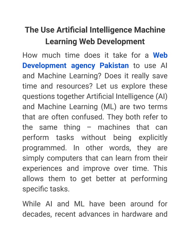 The Use Artificial Intelligence Machine Learning Web Development.pdf