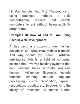 The Use Artificial Intelligence Machine Learning Web Development.pdf