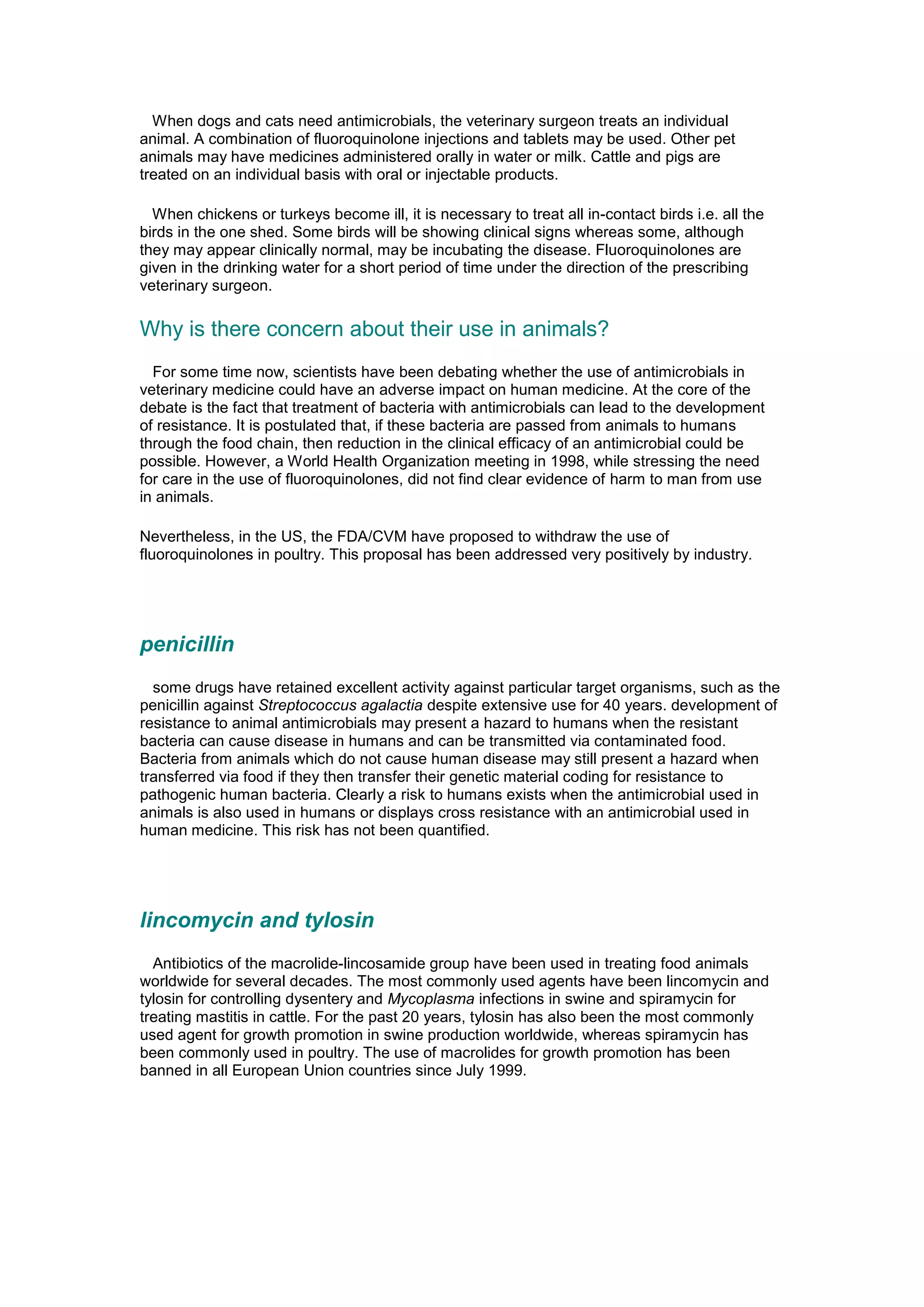 The Use Of Antibiotic In Food Producing Animals , | PDF