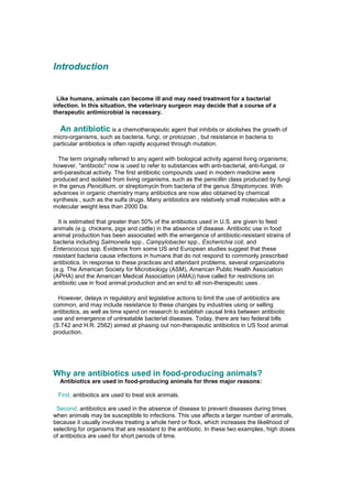 The Use Of Antibiotic In Food Producing Animals , | PDF