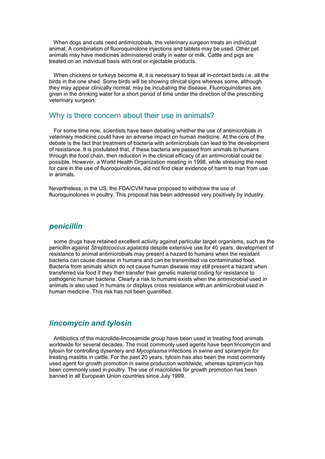 The Use Of Antibiotic In Food Producing Animals , | PDF