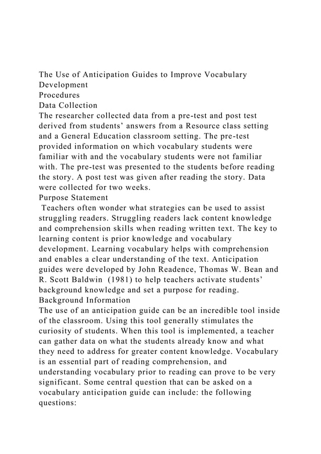 The Use of Anticipation Guides to Improve Vocabulary Development.docx